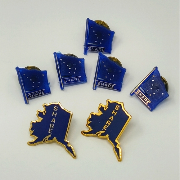 Jewelry | Share Alaska Small Blue Flag Pins Lot Of 7 | Poshmark